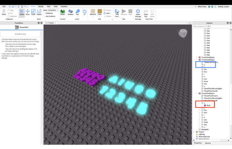 3Dのテキストが簡単に作れるプラグイン - Roblox Studioを遊びたおそう / ロブロクの【ロブロックススタジオ】